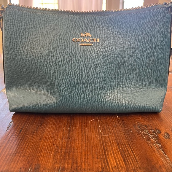 Coach | Bags | Coach Teal Leather Bag With Zipper | Poshmark